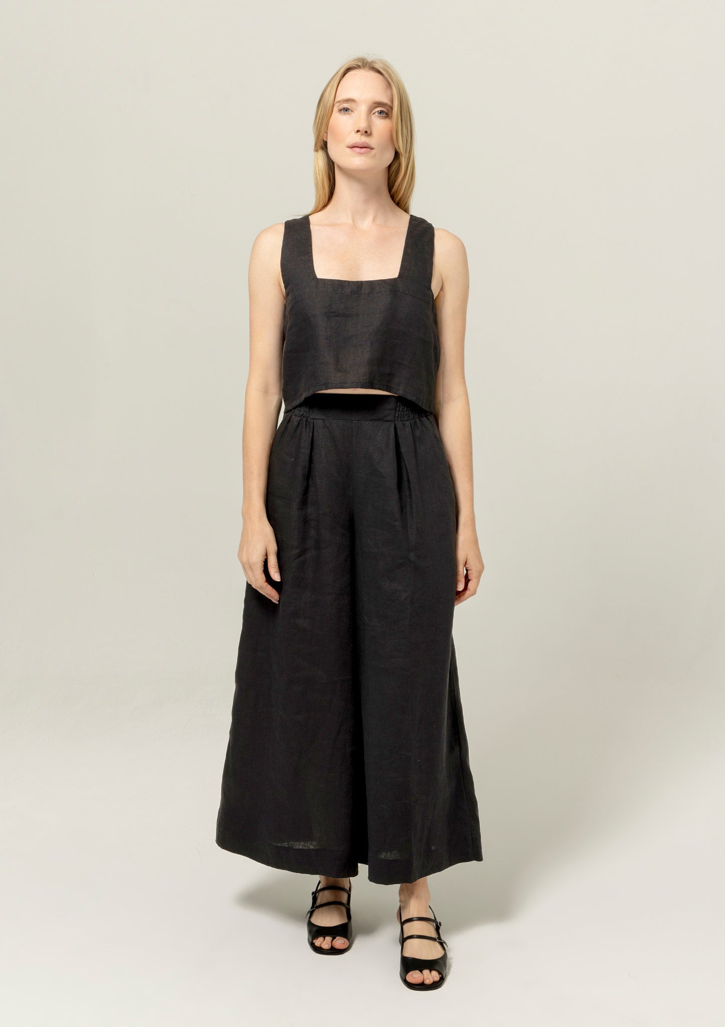 Larkin Top | BEL KAZAN | Black | Linen | Made in Bali