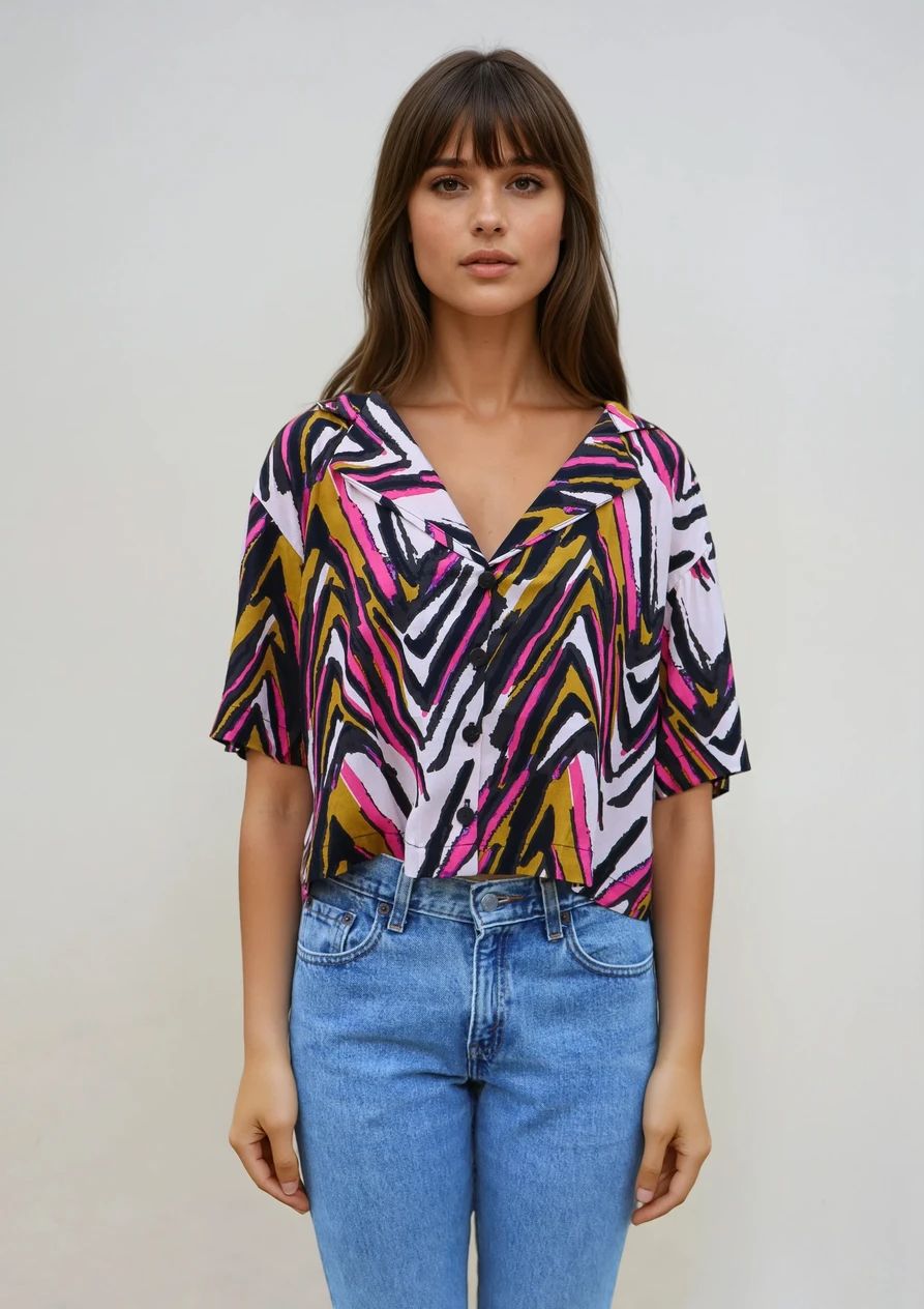 Nadia Top | BEL KAZAN | Zig Zag | 100% Rayon Crepe | Handmade in Bali