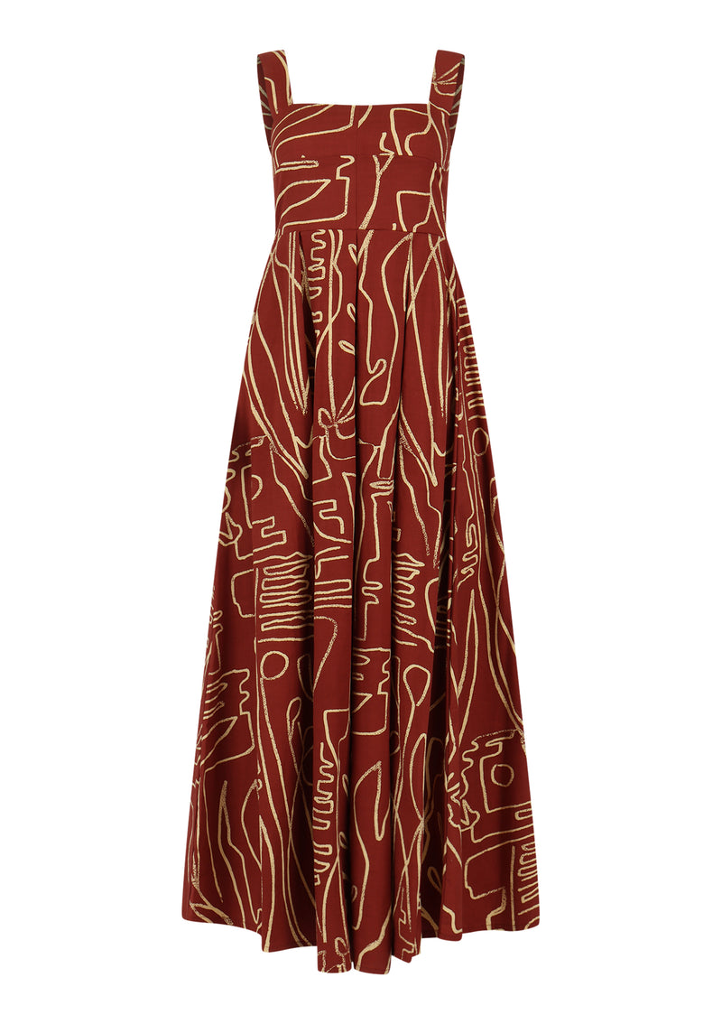 Janie Dress | BEL KAZAN | Mocha Rye Printed Cotton Poplin Dress ...